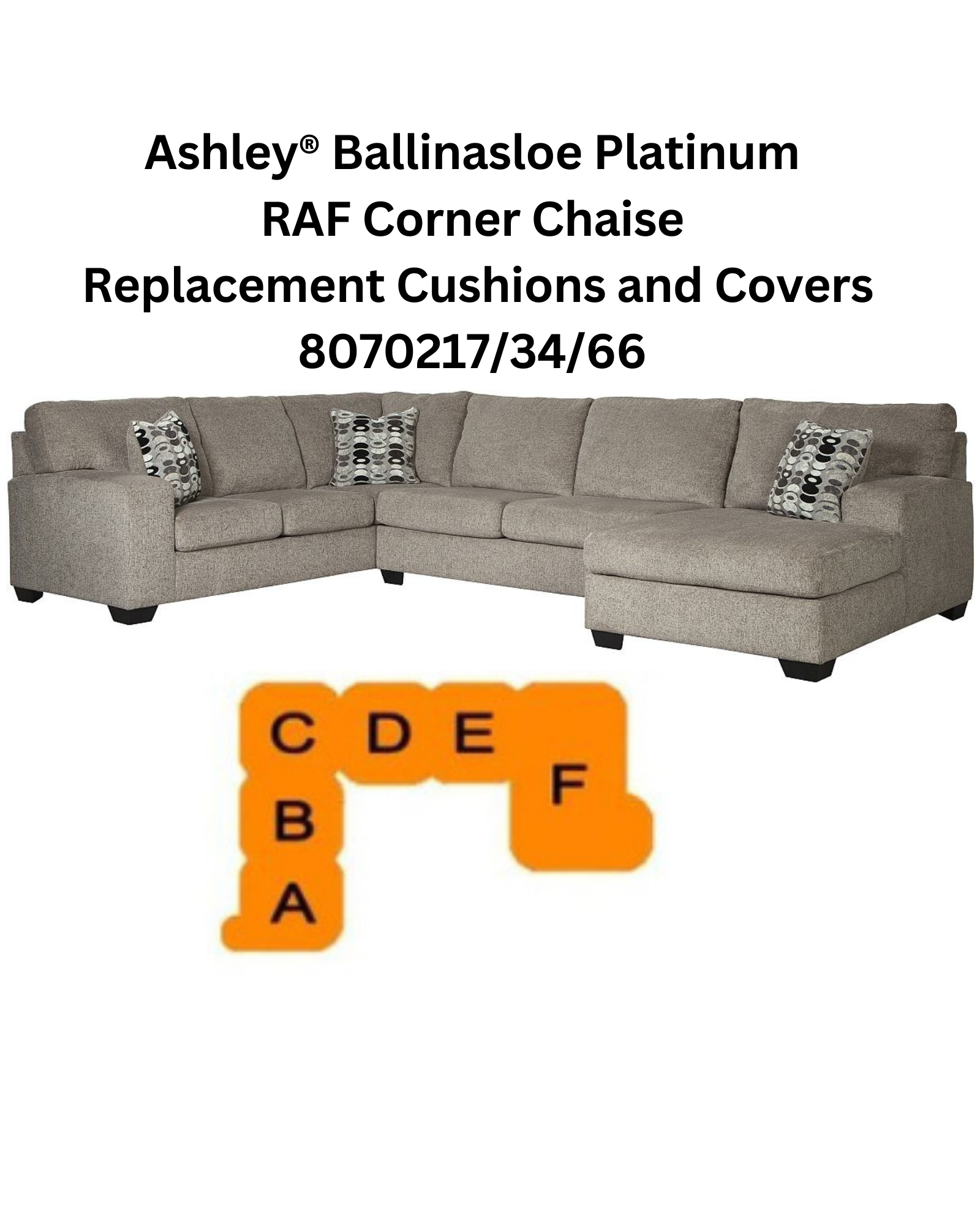 Ashley® Ballinasloe Platinum Sectional Replacement Cushion Cover ...