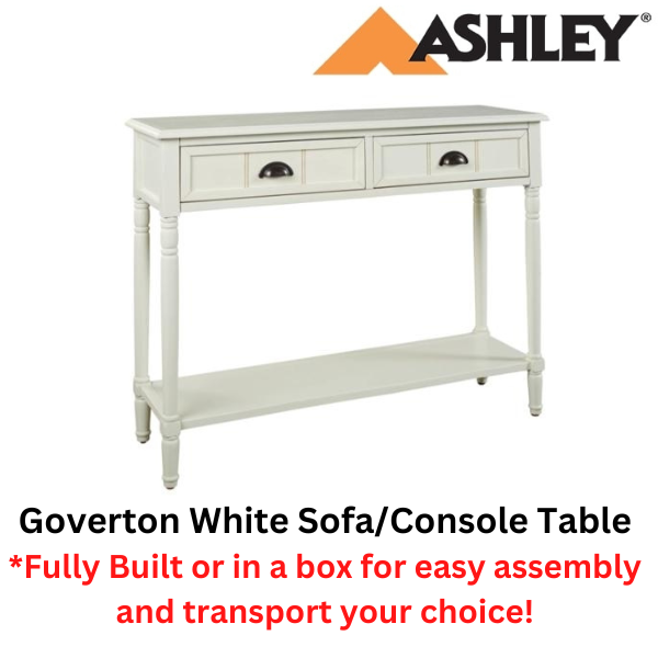 Goverton White Sofa/Console Table | Athens Furniture.com