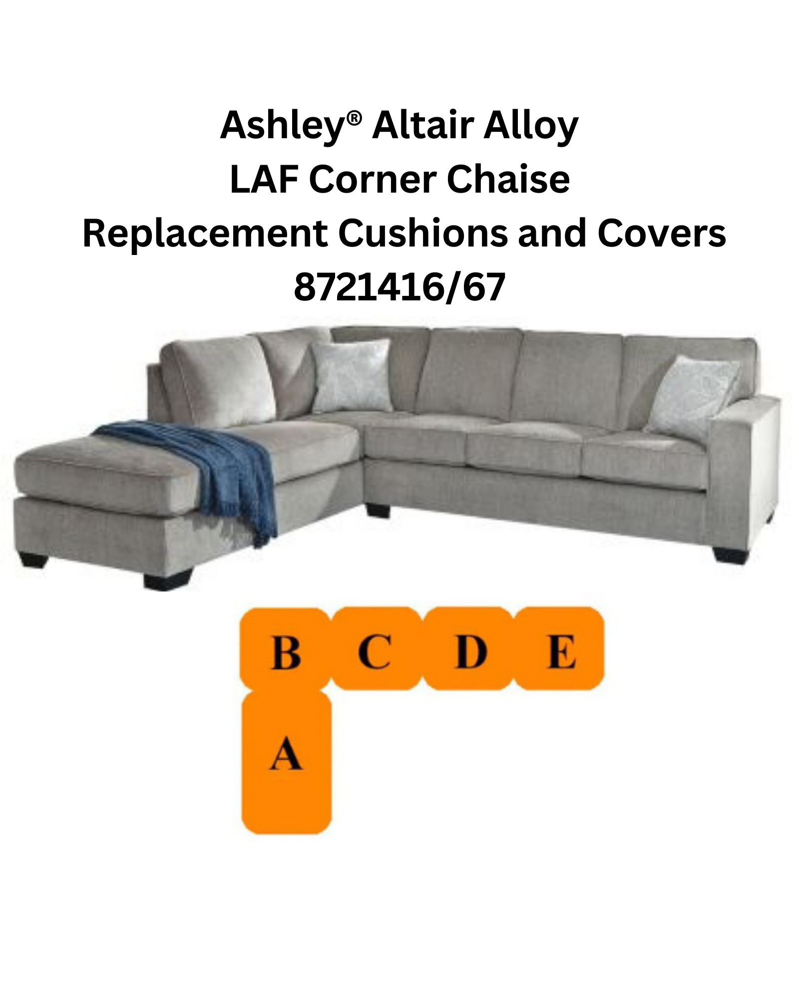 Ashley® Altair Alloy Sectional Replacement Cushion Cover, 8721416/67 ...