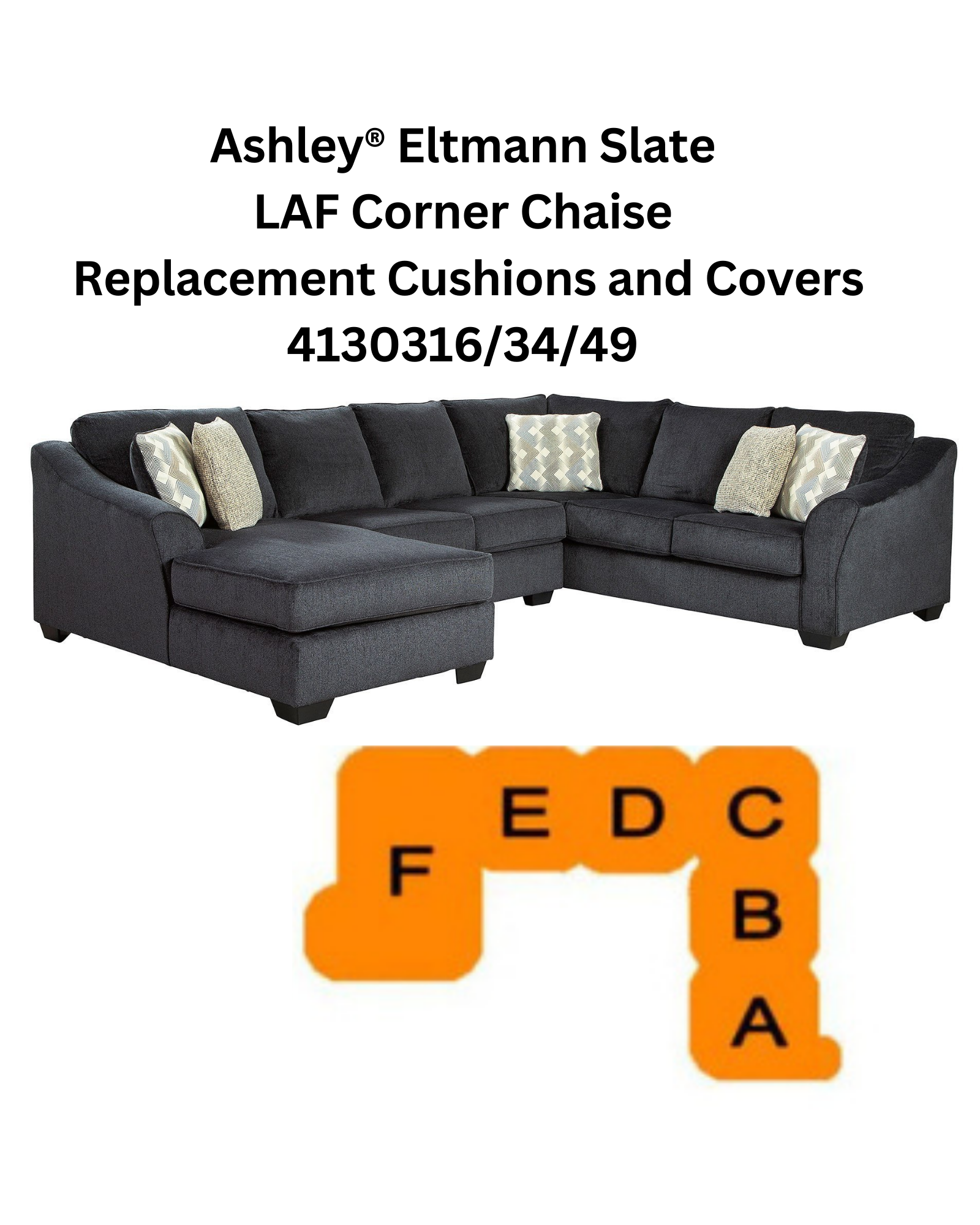 Ashley® Eltmann Slate Sectional Replacement Cushion Cover 4130316/34/49 ...