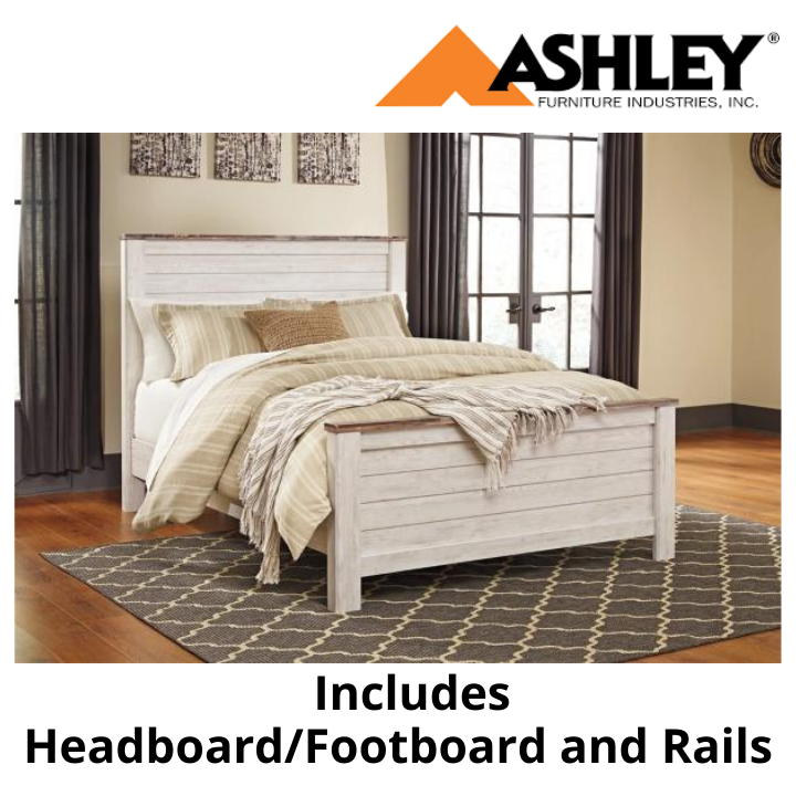 Willowton Queen Panel Headboard, Footboard and Rails | Athens Furniture.com
