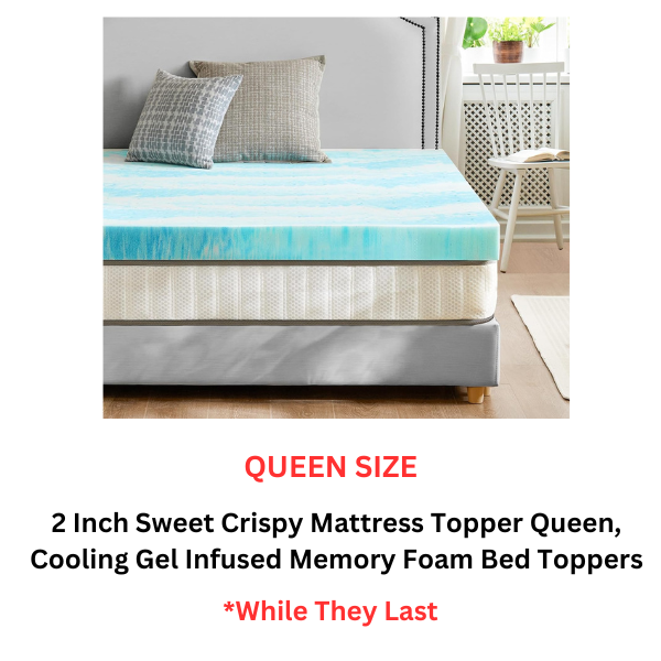 2 Inch Sweet Crispy Mattress Topper Queen, Cooling Gel Infused Memory ...